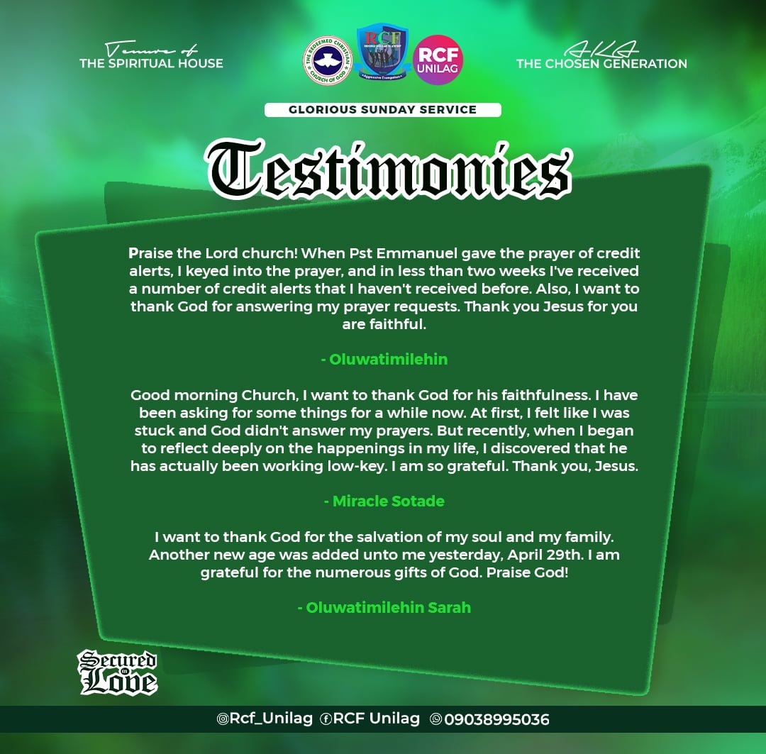 Testimonies - RCF UNILAG